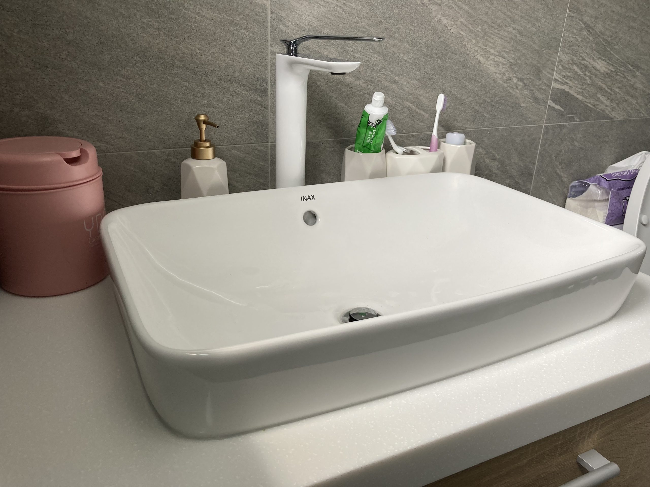 日本INAX半嵌型臉盆AL-299V-TW/BW1-58CM(牌價6900元) – 昊鑫衛浴